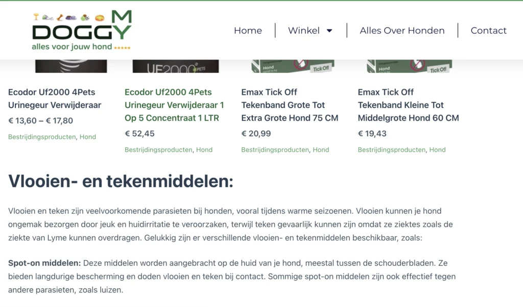 Verplaats categoriebeschrijving onder producten Woocommerce